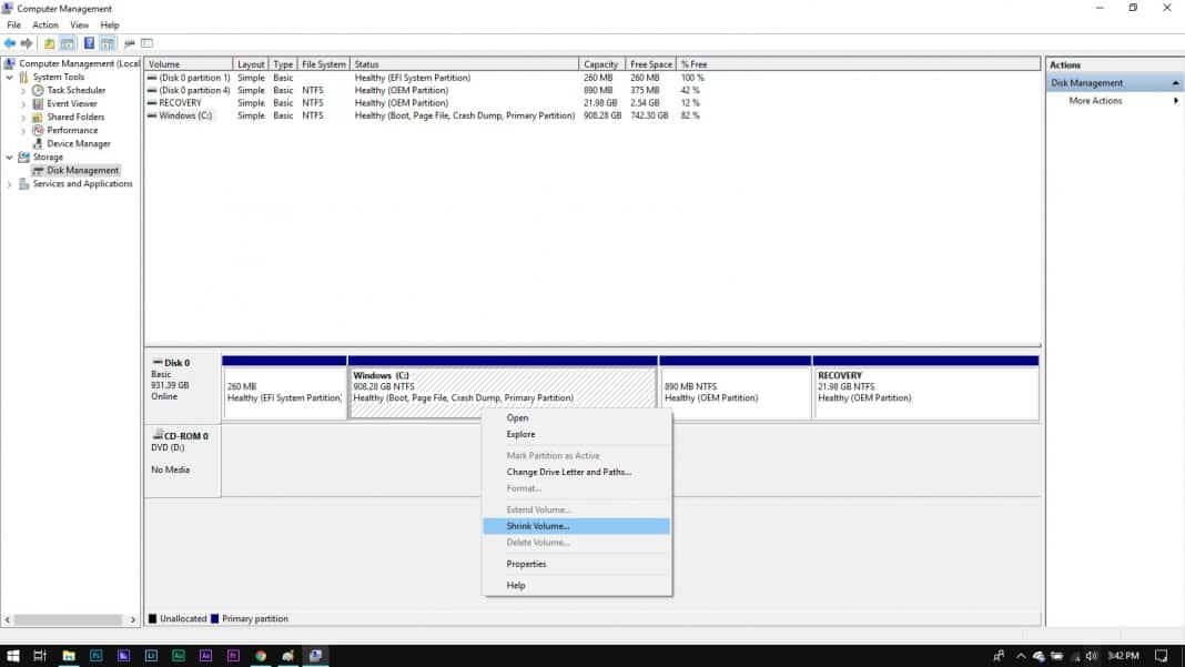How To Partition A Hard Drive In Windows 10 [Free, No Software Required]