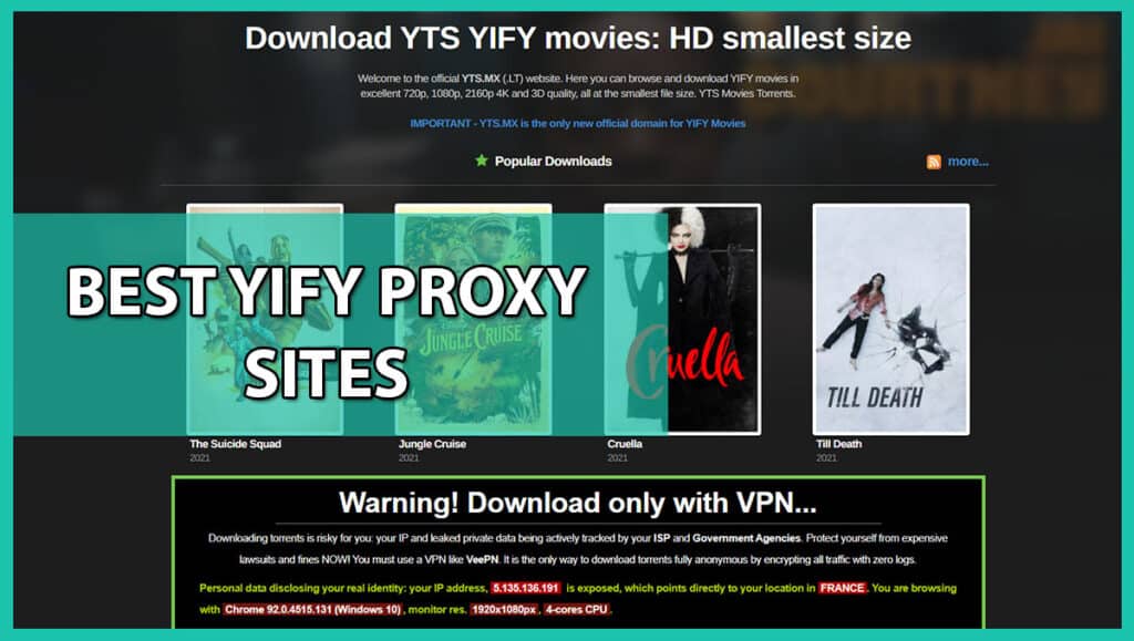 YIFY Proxy List - WORKING May 2026 [ Mirrors & Proxies]