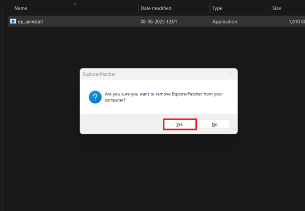 How to Uninstall Explorer Patcher from Windows 11?