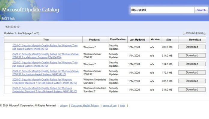 Windows 7 KB4534310 Update Download (32/64-bit) (Final update)
